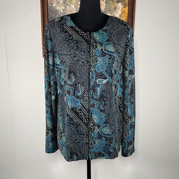 TanJay | Tops | Tanjay Zip Up Blouse Top Womens Large Multicolor ...